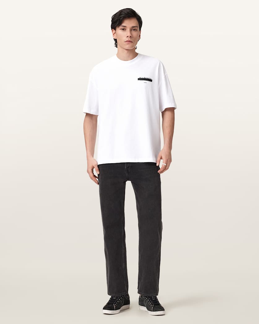 Redact Oversized Embroidered Logo T-Shirt ASHEN WHITE | ALLSAINTS